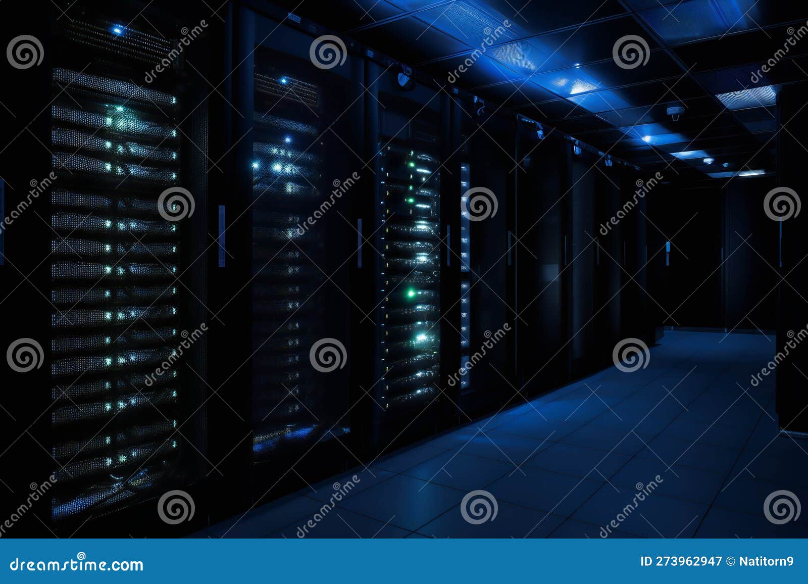 Futuristic Rackmount LED Console in High-Tech Data Centre (AI Generated ...