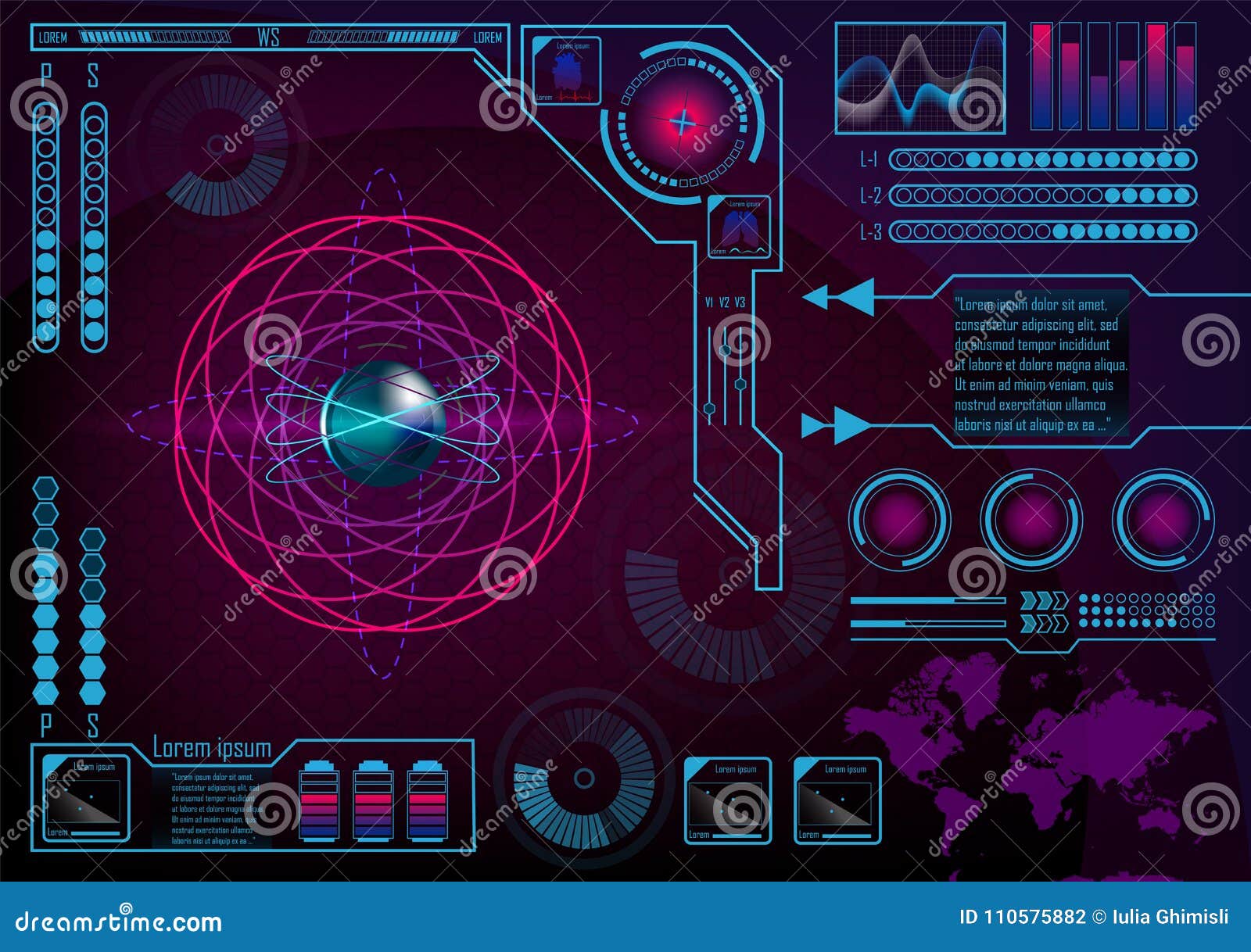 Futuristic Radar. Military Navigate Sonar.Futuristic Concept HUD, GUI ... Futuristic Radar. Military Navigate Sonar.Futuristic Concept HUD, GUI ...