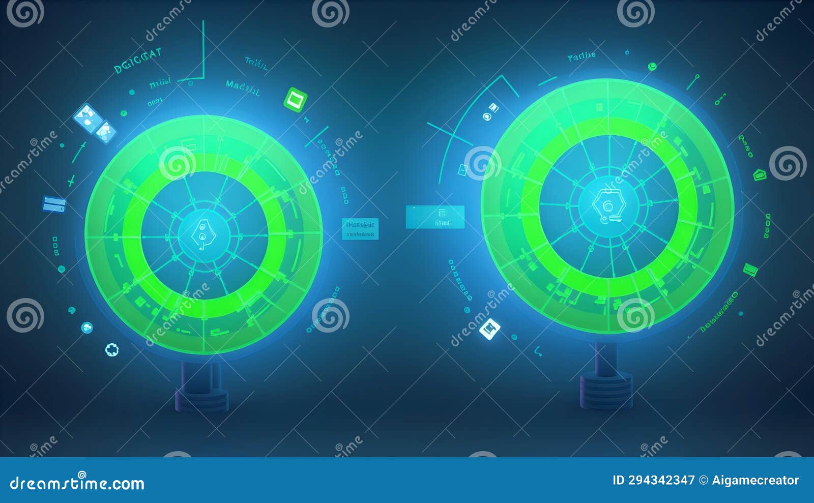 Futuristic Radar Display. Pie Charts Stock Illustration - Illustration ...