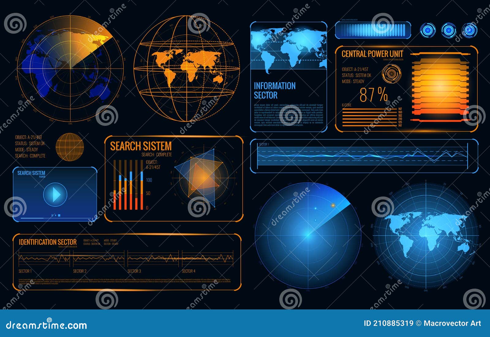 Futuristic Radar Interface Composition Stock Vector - Illustration of ...