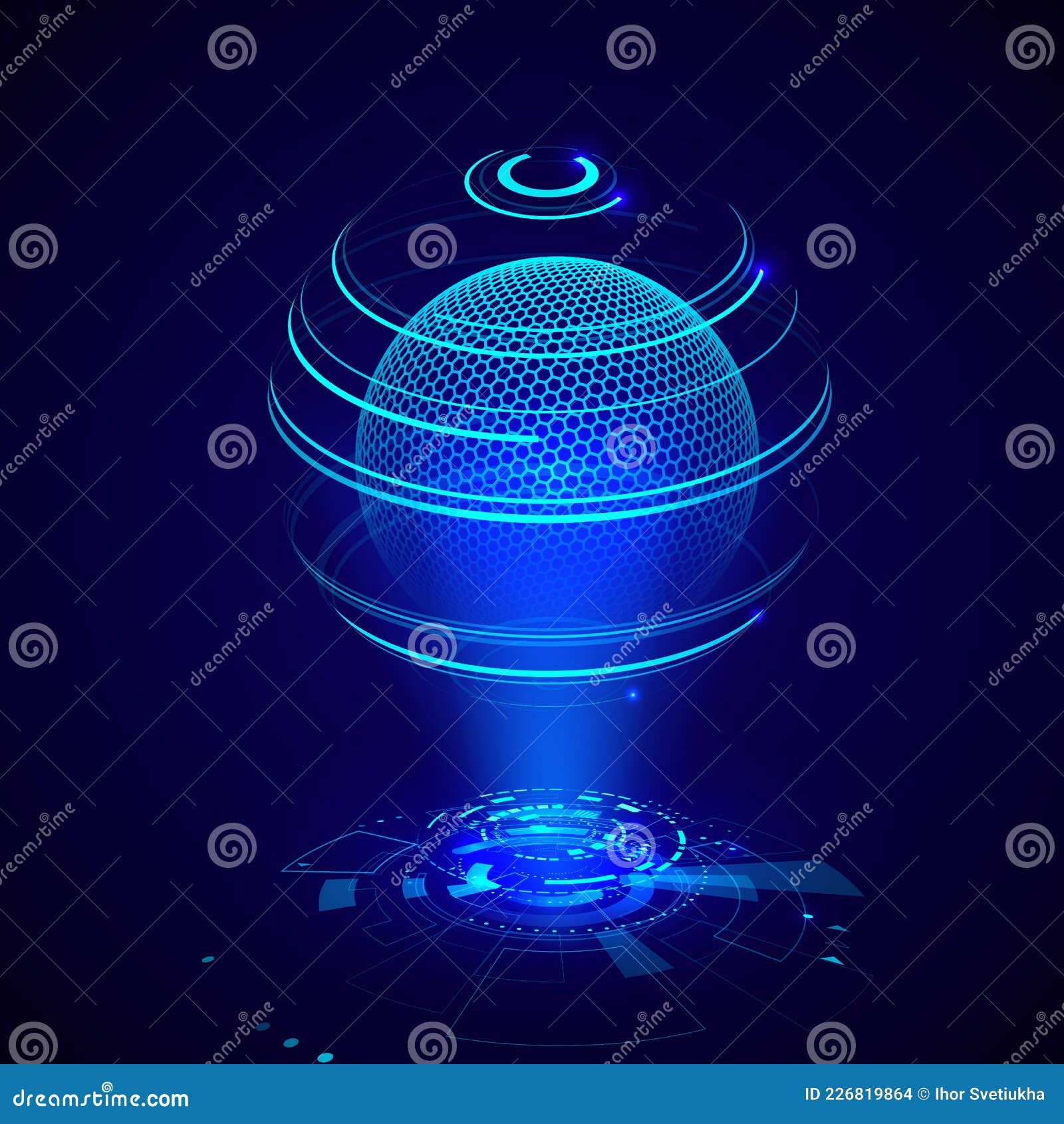 Futuristic Radiolocator Hologram. HUD Control or Information Panel. Sci ...