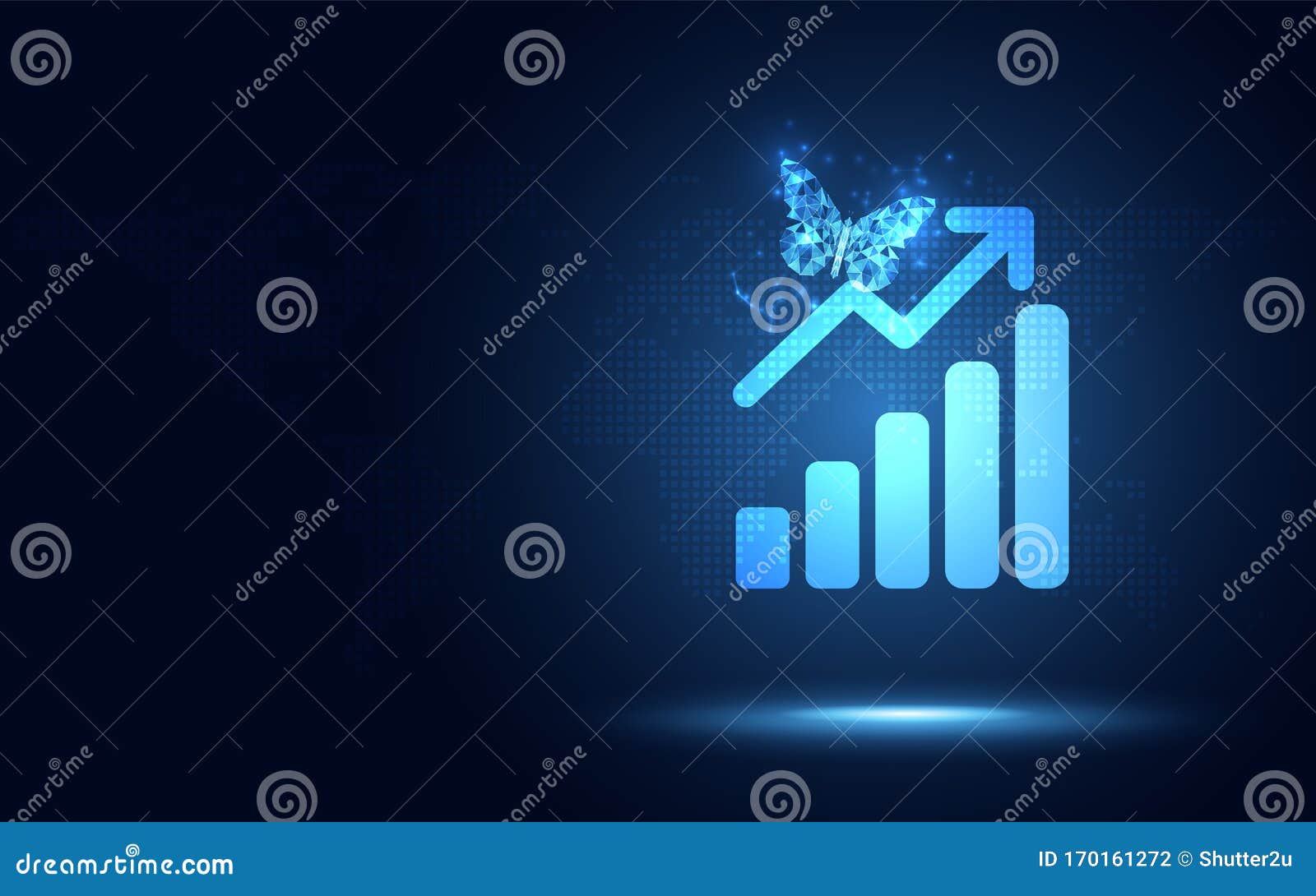 Futuristic Raise Arrow Chart Digital Transformation Abstract Technology ...