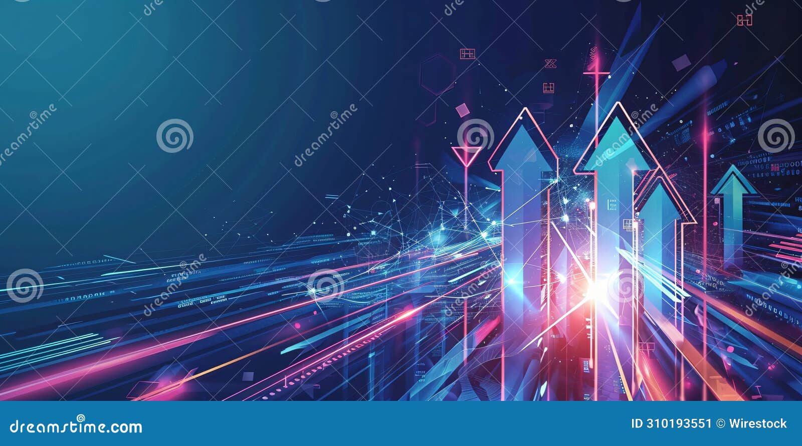 Futuristic Raise Arrow Chart Digital Transformation Abstract Technology ...