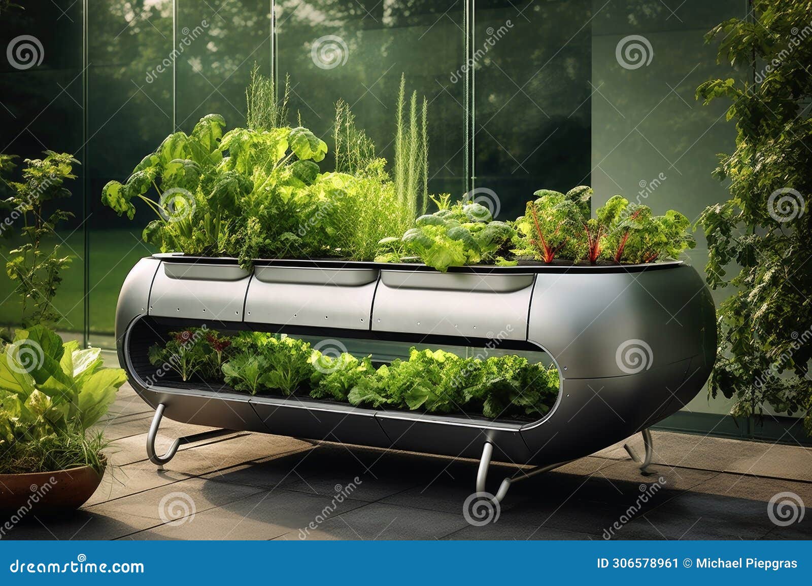 A Futuristic Raised Bed for Gardening Stock Illustration - Illustration ...