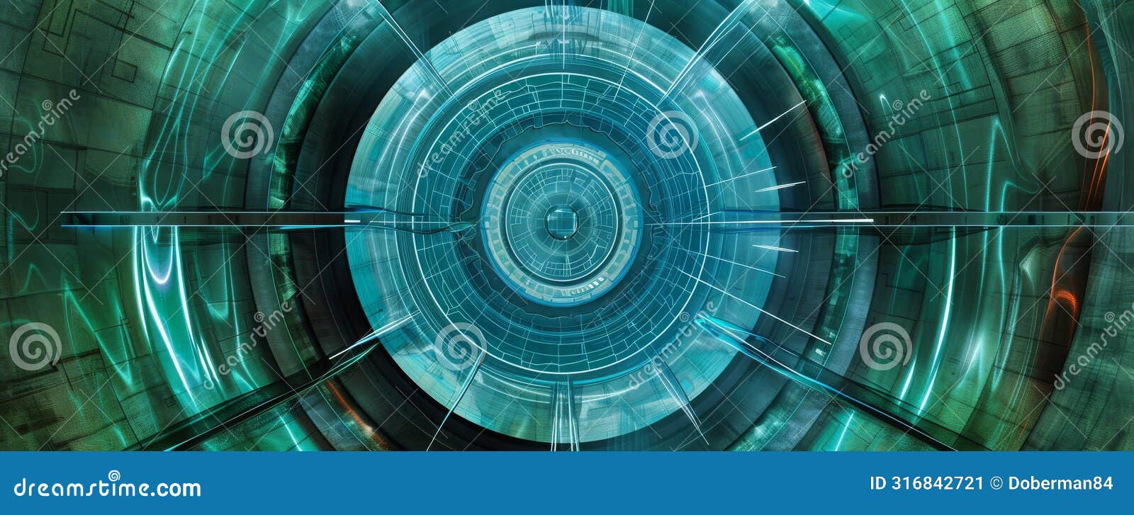 Futuristic Reactor Core Cross-section with Glowing Blue Lights and ...