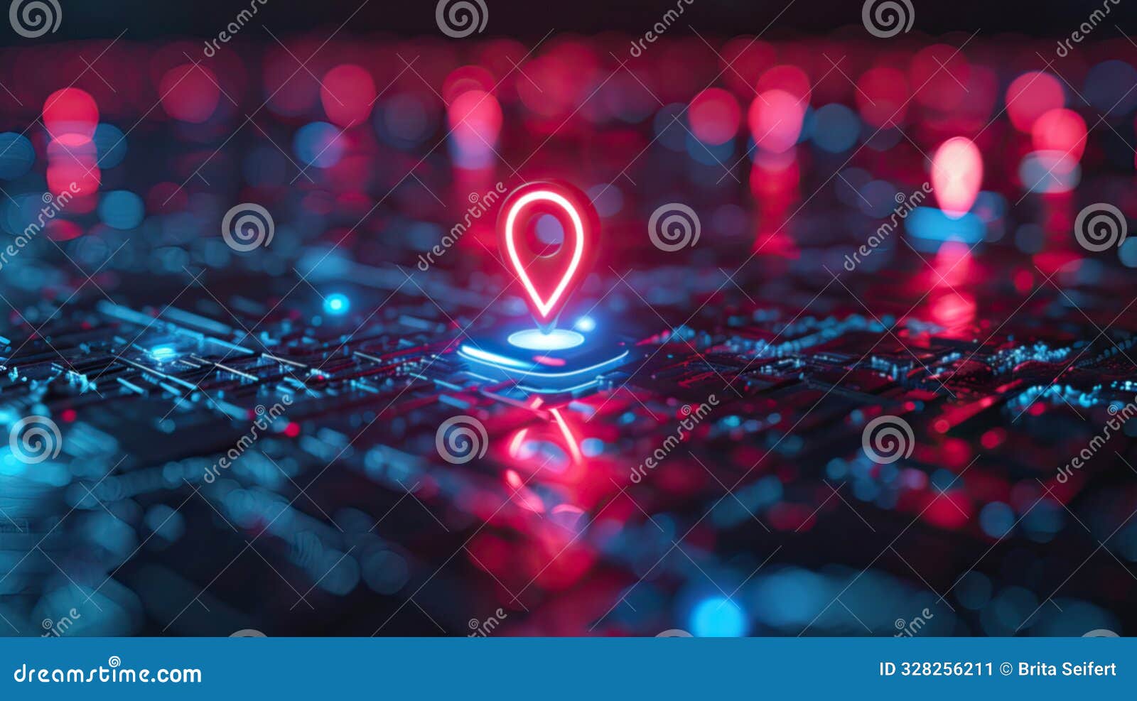A Futuristic Realistic 3D Image. Neon Map Point Stock Illustration ...