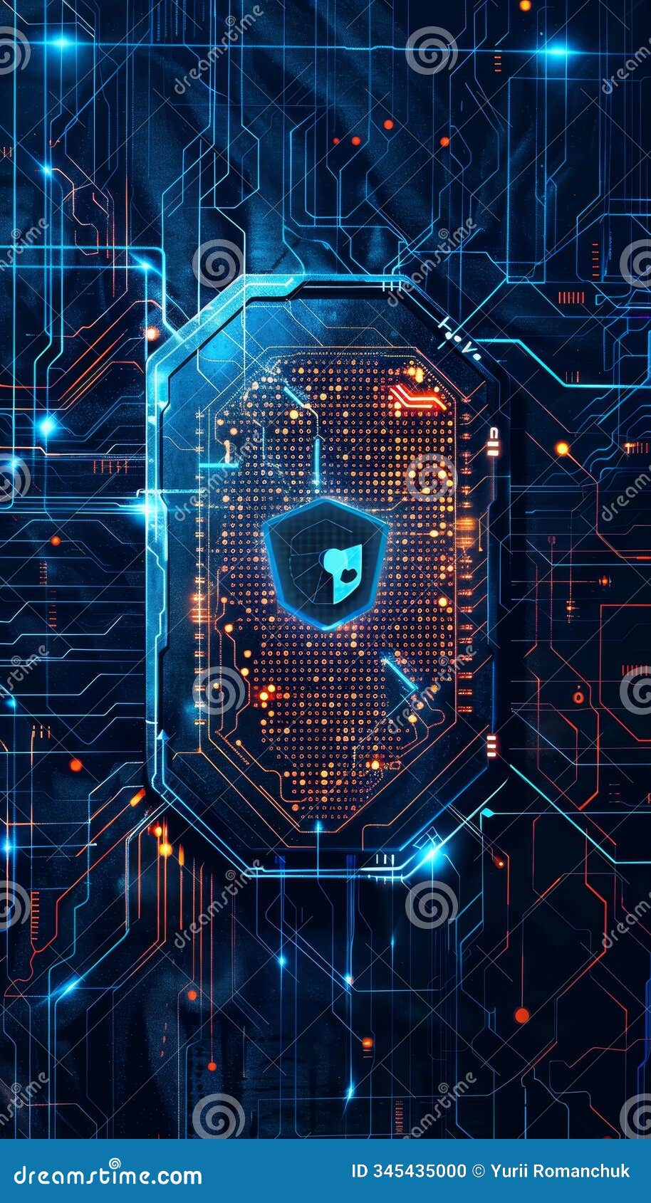 Futuristic Rectangular Cybersecurity Badge Design with Advanced ...