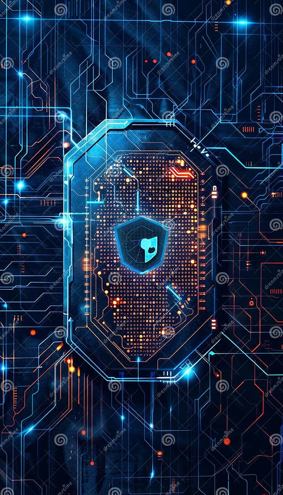 Futuristic Rectangular Cybersecurity Badge Design with Advanced ...