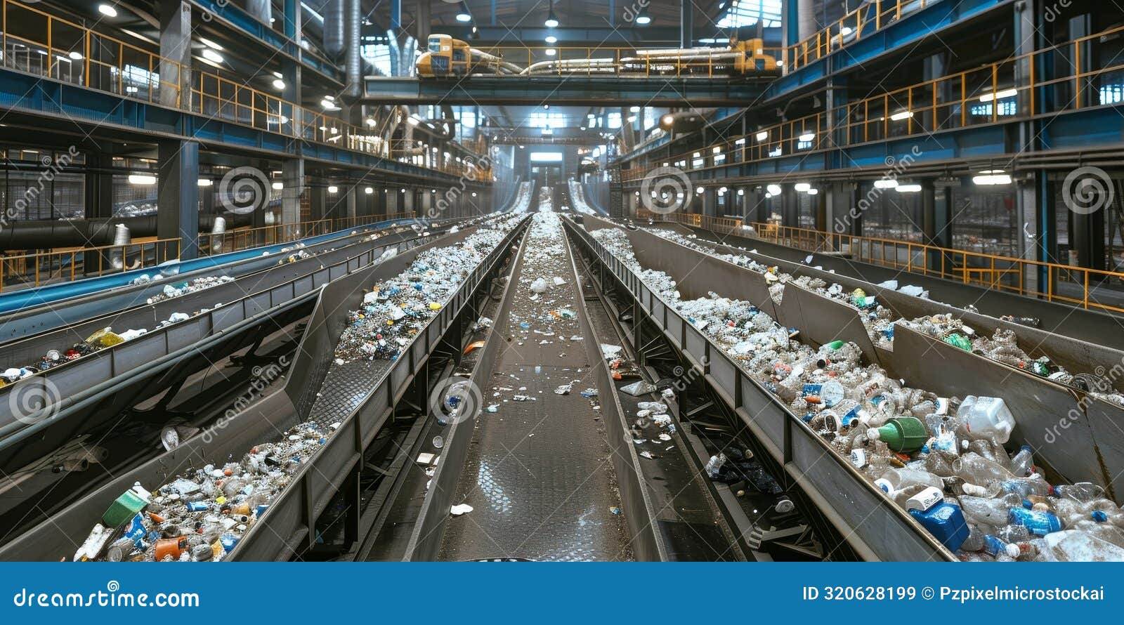 A Futuristic Recycling Facility with Robots Sorting through Waste ...