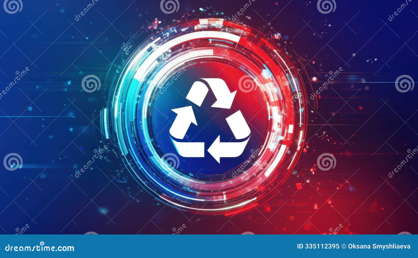 Futuristic Recycling Symbol on Digital Interface Background Stock Image ...