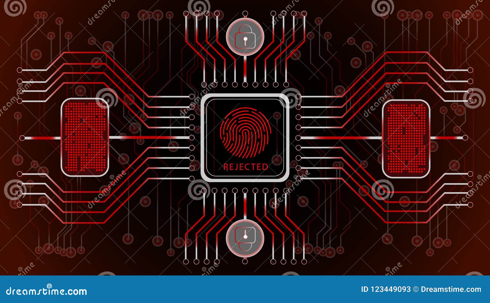 Futuristic Red Abstract Background. Rejected. Biometric Control and ...
