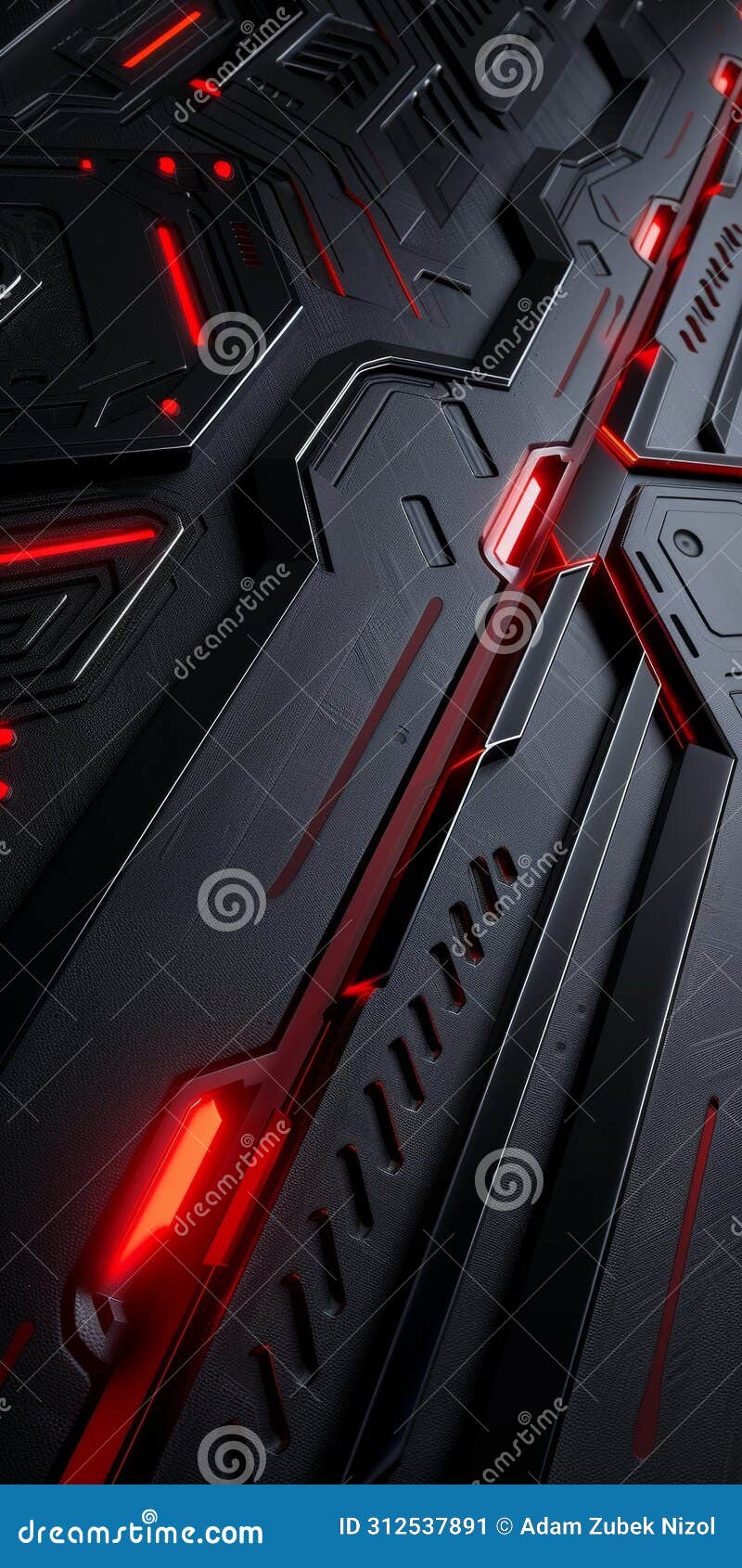 Futuristic Red and Black Abstract Tech Background Stock Illustration ...