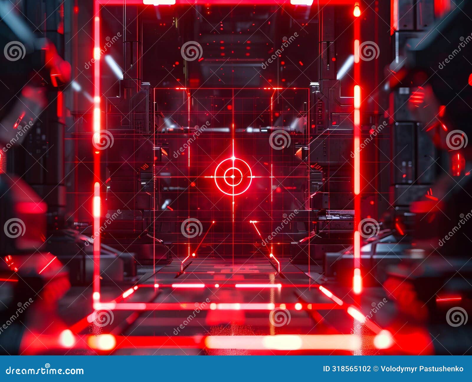 Futuristic Red and Black Space with a Red Light Stock Photo - Image of ...