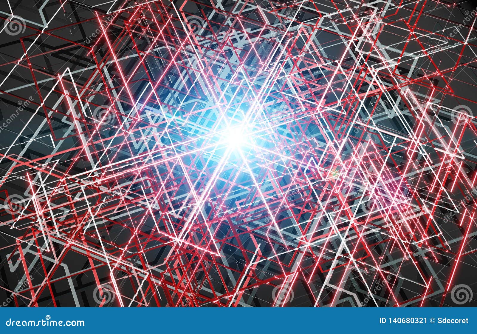 Futuristic Red and Blue Connection Background with Lines and Roads ...