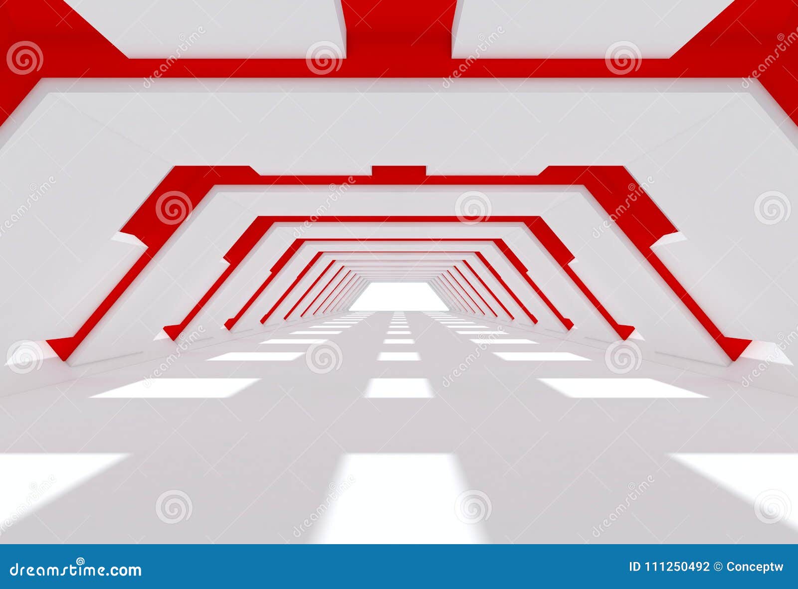 Futuristic red corridor stock illustration. Illustration of ...