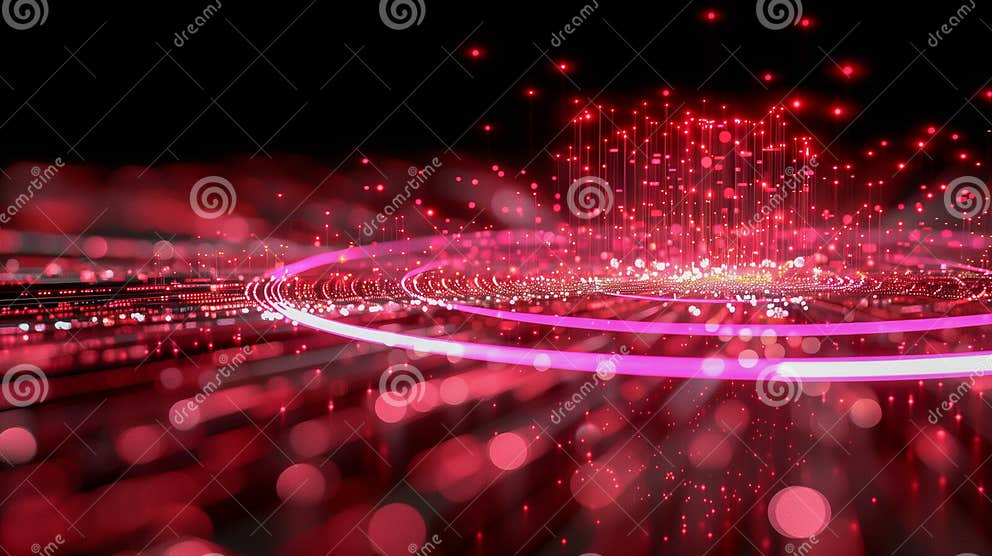 Futuristic Red Digital Light Matrix with Glowing Particles Stock ...