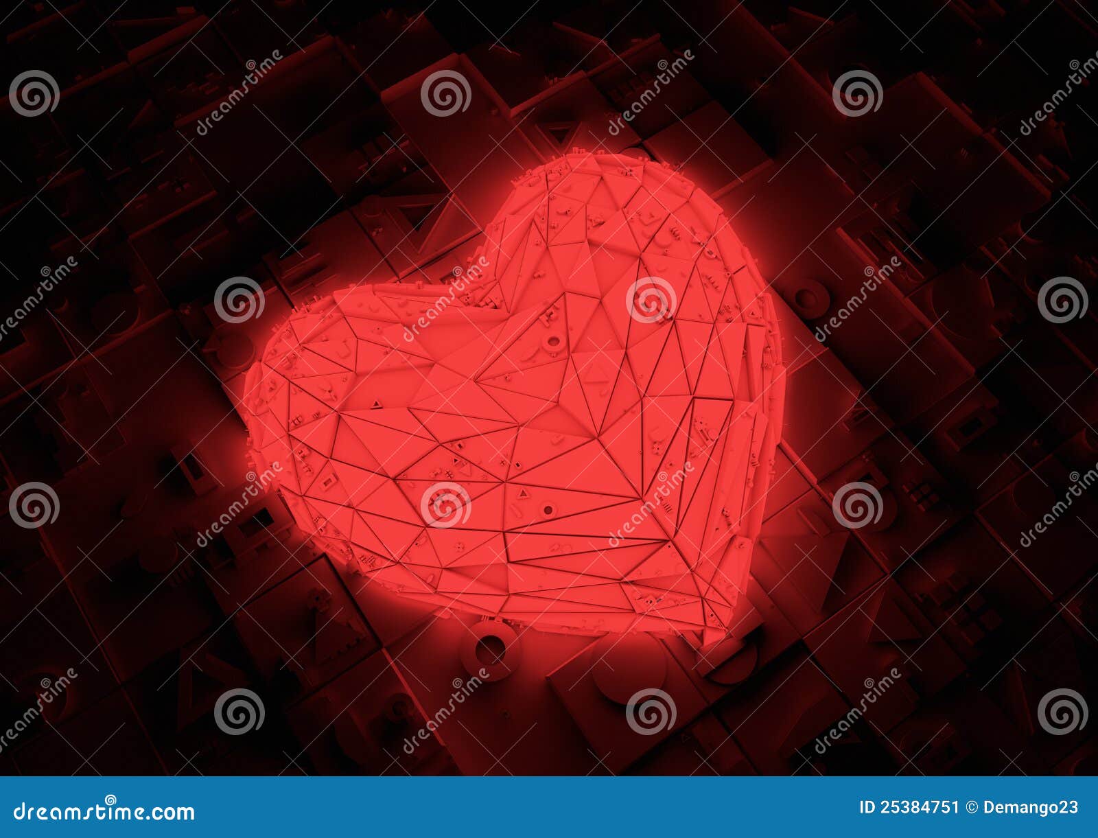 Futuristic red heart stock illustration. Illustration of symbol - 25384751