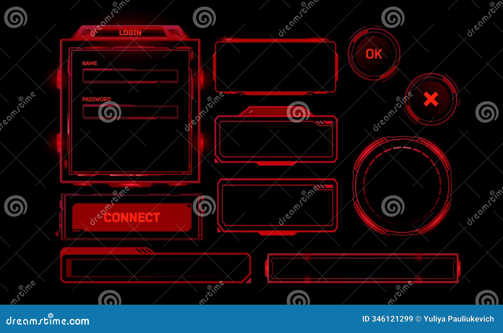 Futuristic Red Interface Elements Stock Illustration - Illustration of abstract, infographic ...