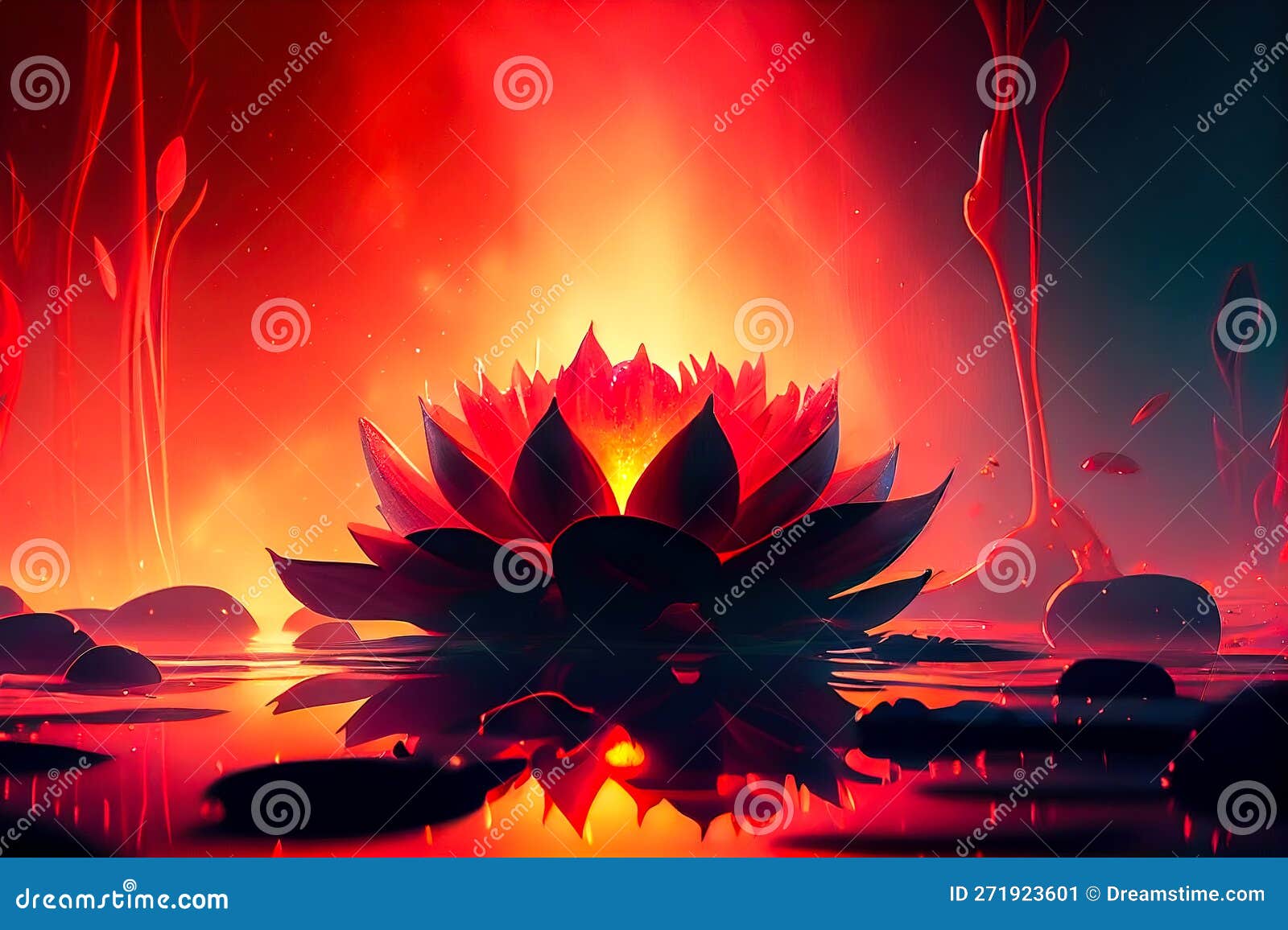 Futuristic Red Lotus in Rays of Light. Generative AI, Generative, AI ...