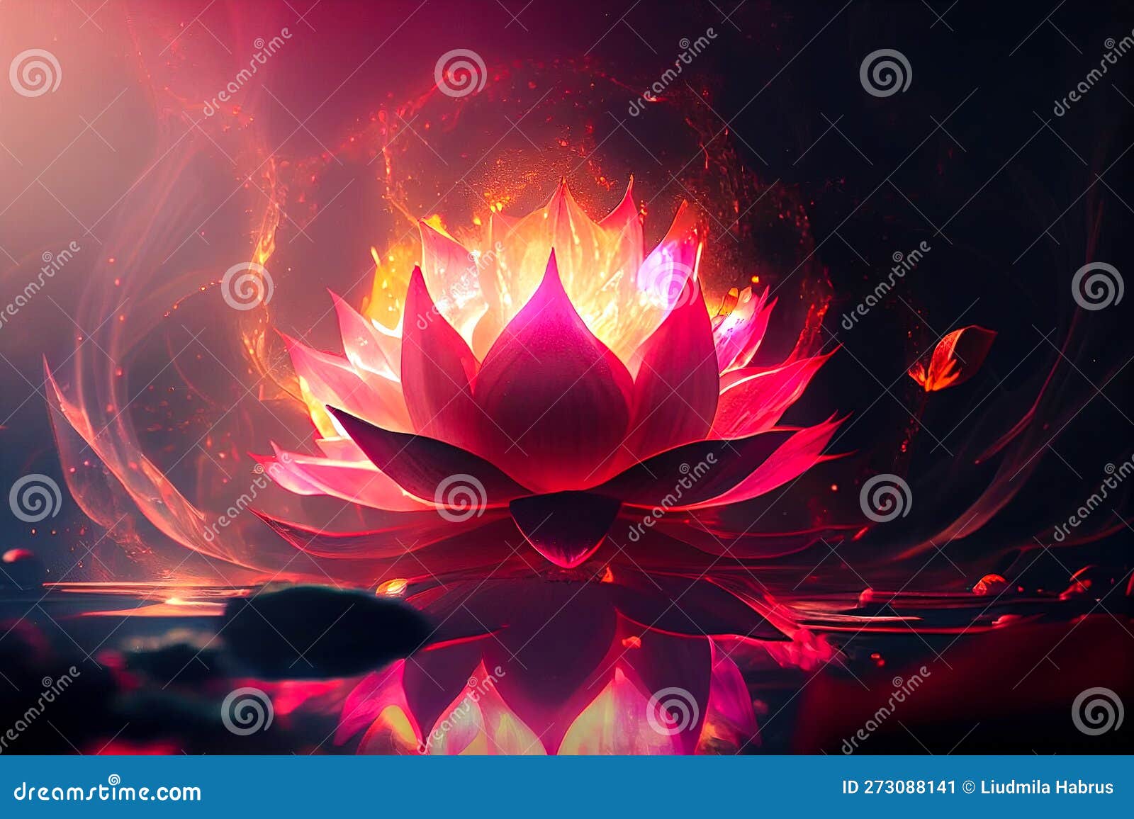 Futuristic Red Lotus in Rays of Light. Generative AI, Generative, AI ...