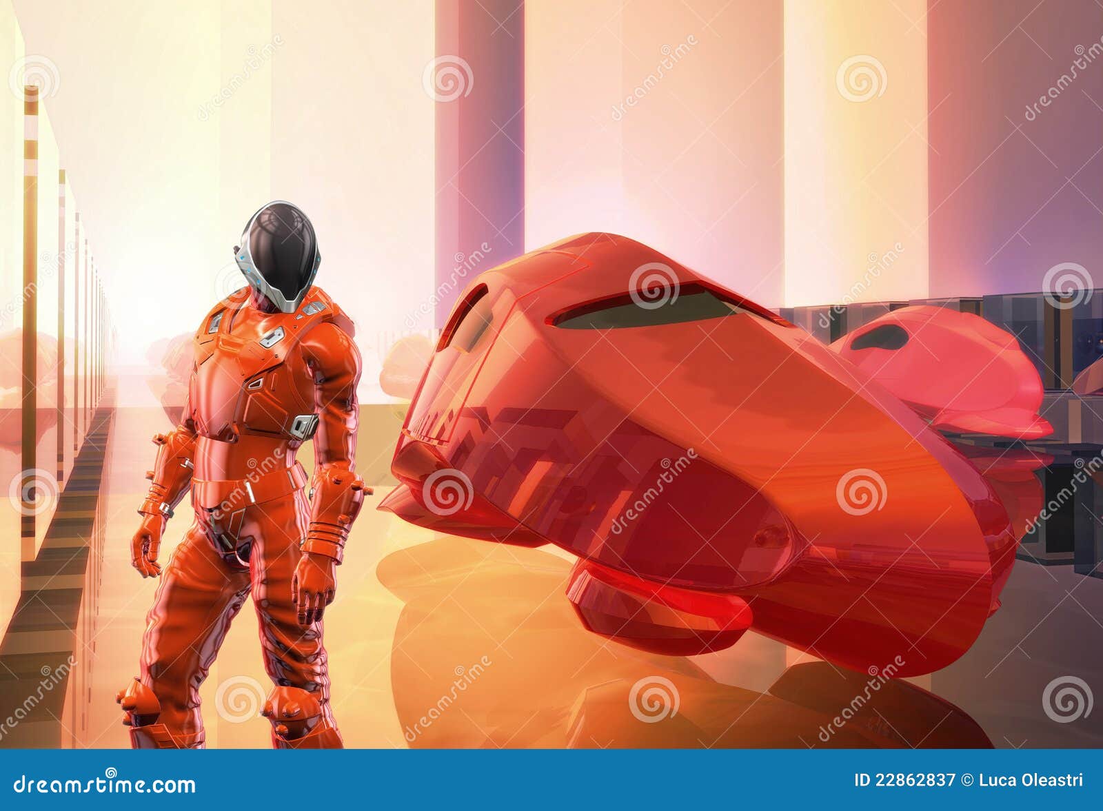 Futuristic red pilot car stock illustration. Illustration of future ...