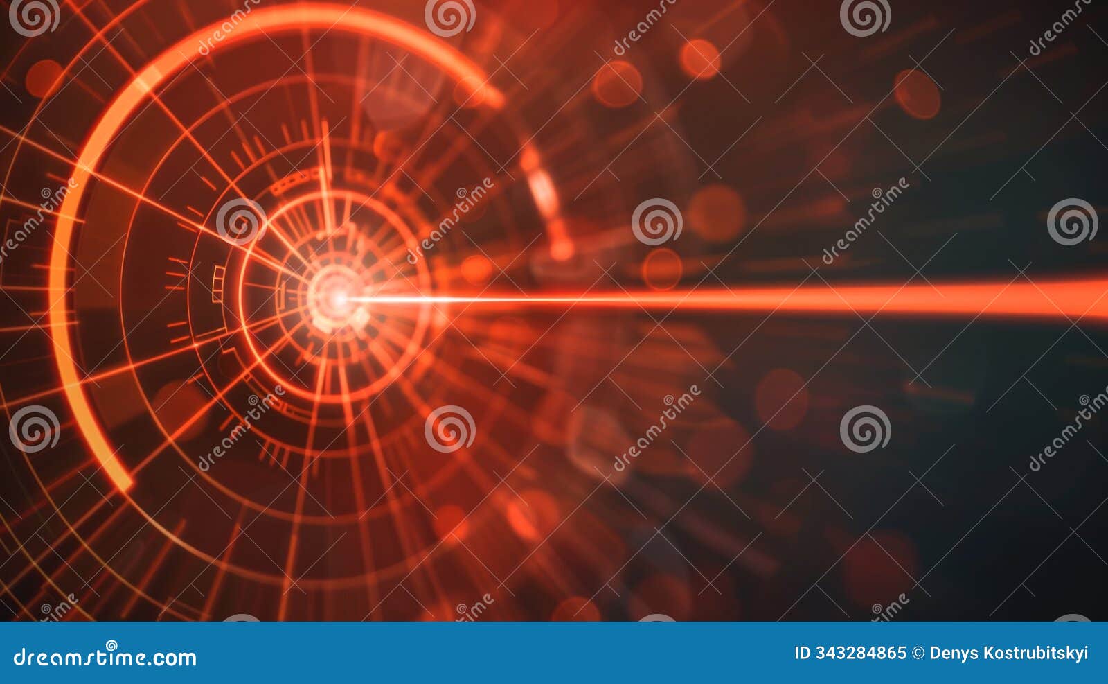 Futuristic Red Radar Targeting System with Glowing Laser and Digital ...