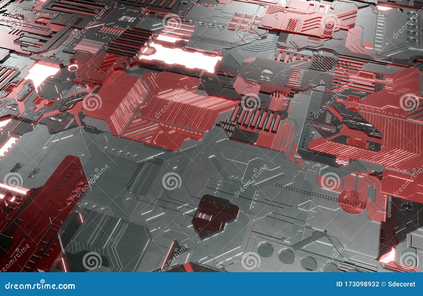 Futuristic Red and Steel Tech Panel Background with Lots of Details Stock Illustration ...