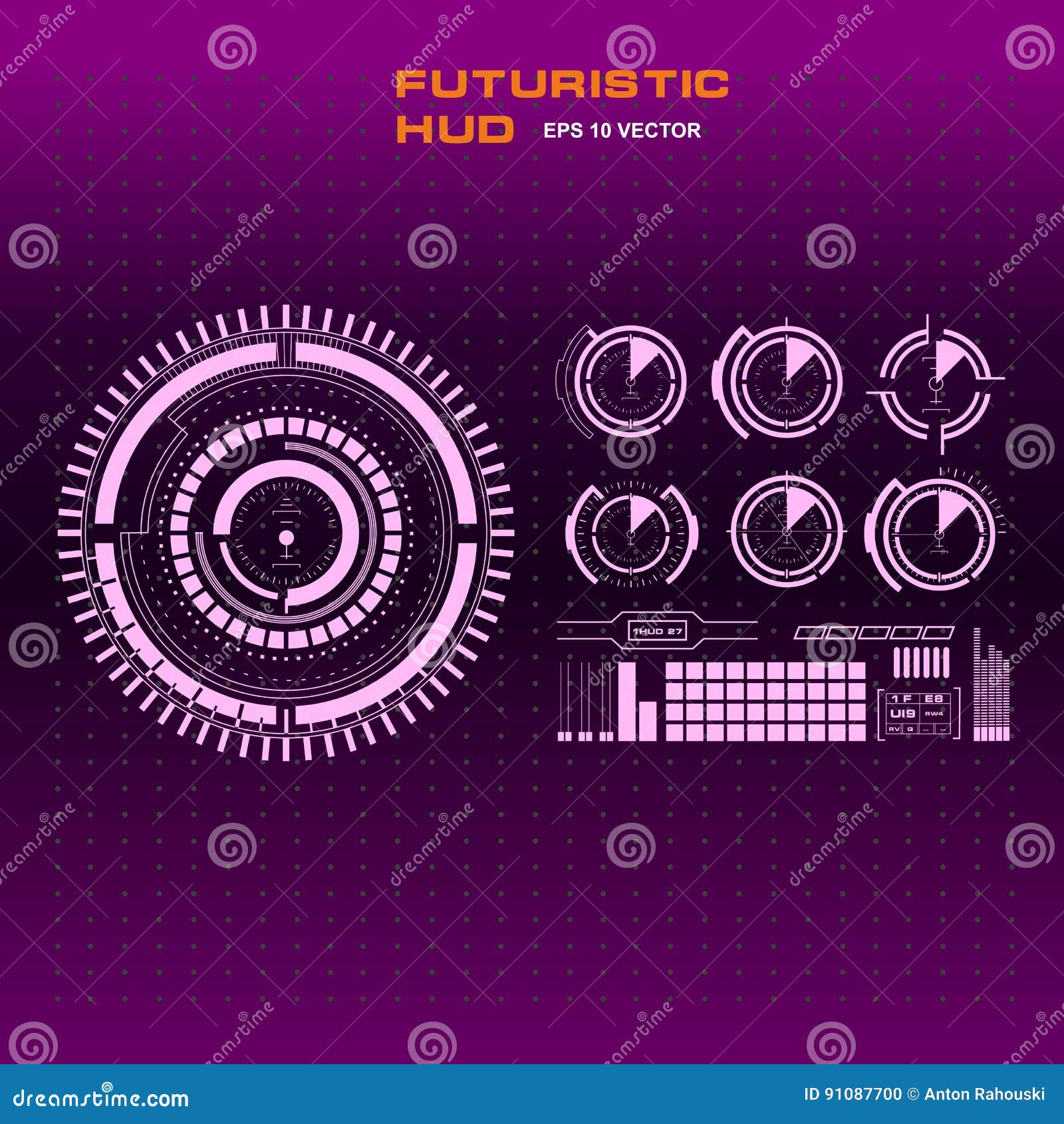 Futuristic Red Virtual Graphic Touch User Interface Stock Illustration ...