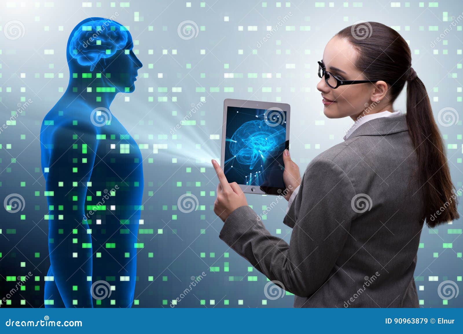 The Futuristic Remote Diagnostics Concept with Businesswoman Stock ...