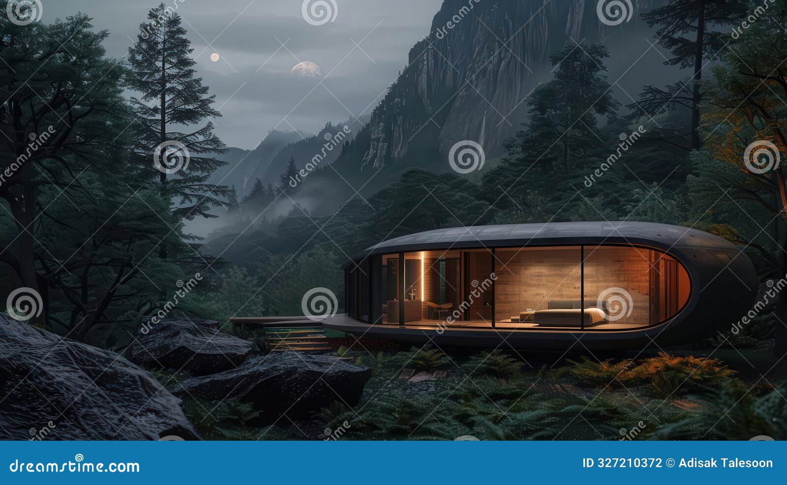 A Futuristic Remote Work Pod Nestled in a Forest, Showcasing Innovative ...