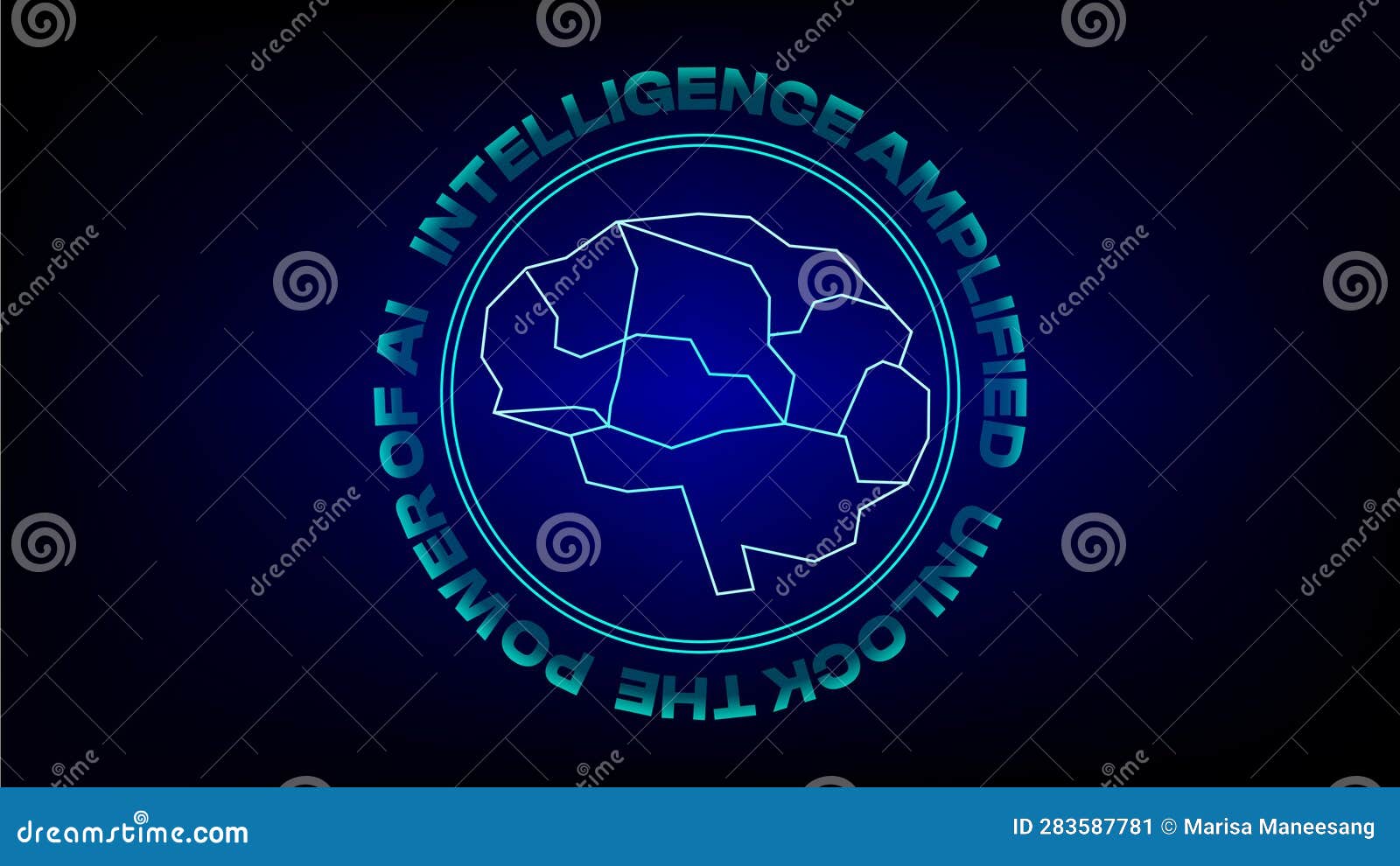 Futuristic Rendered Lines Artificial Intelligence With Slogan Circle ...