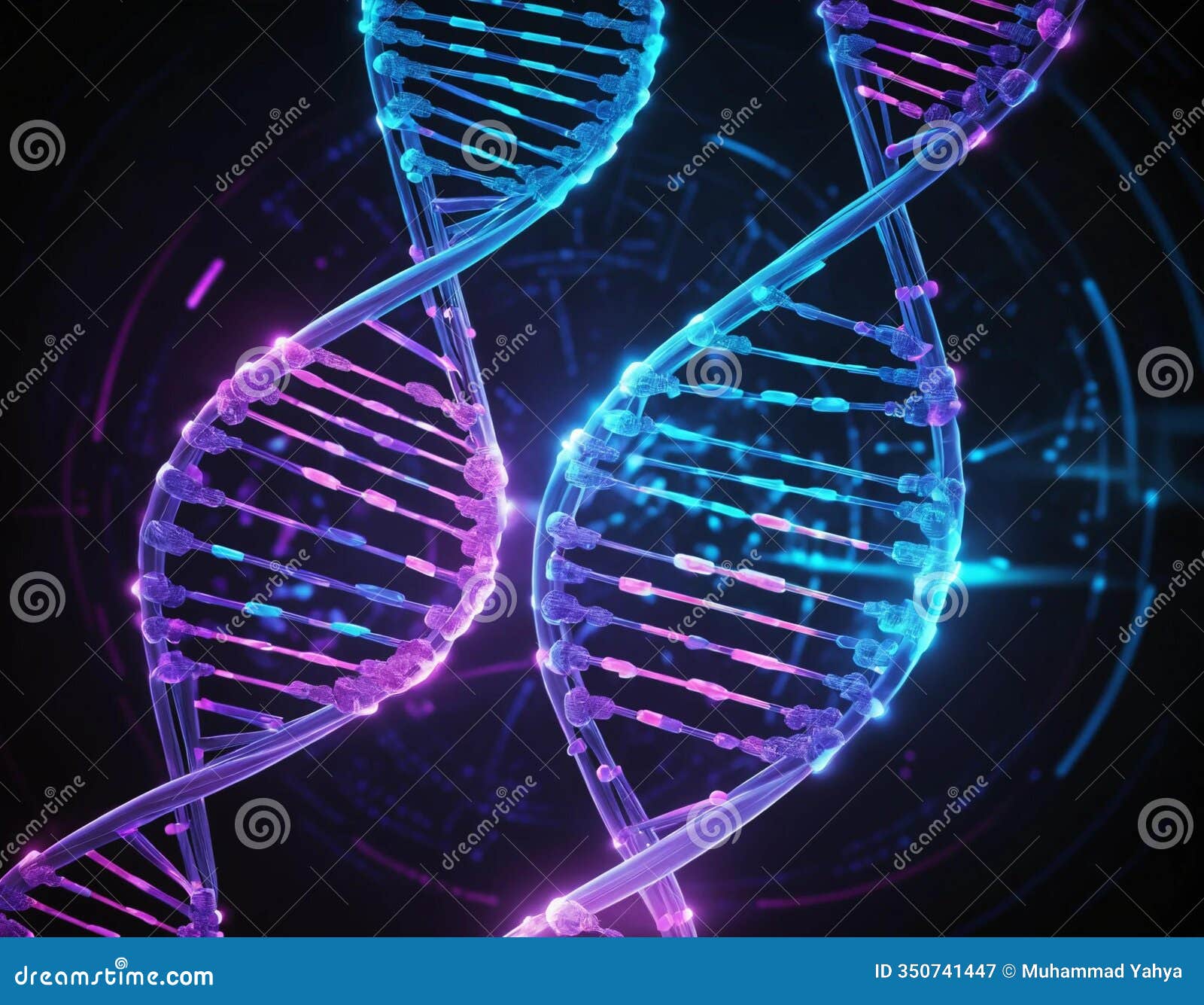 A Futuristic Representation of a DNA Double Helix Intertwined with ...