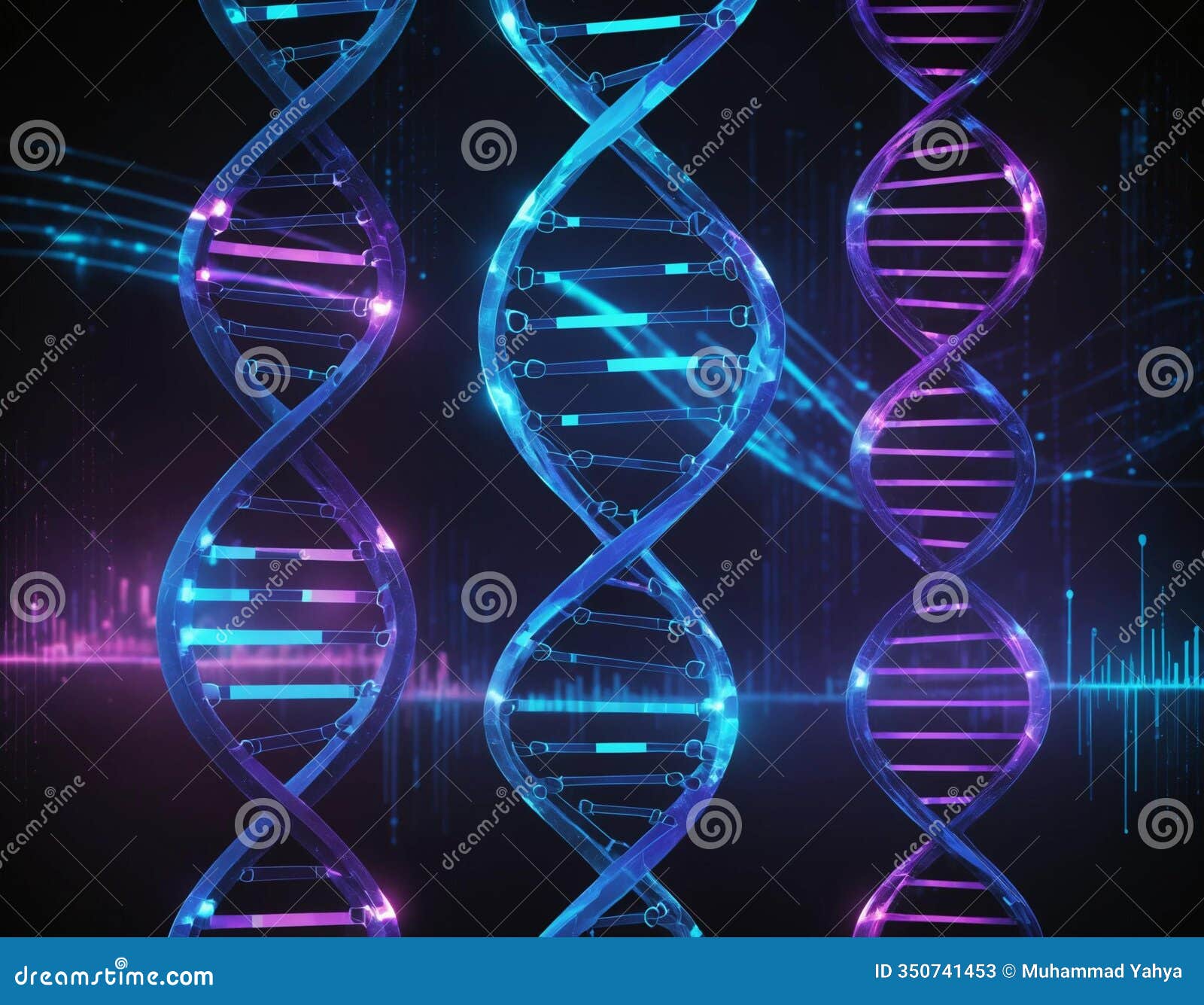 A Futuristic Representation of a DNA Double Helix Intertwined with ...