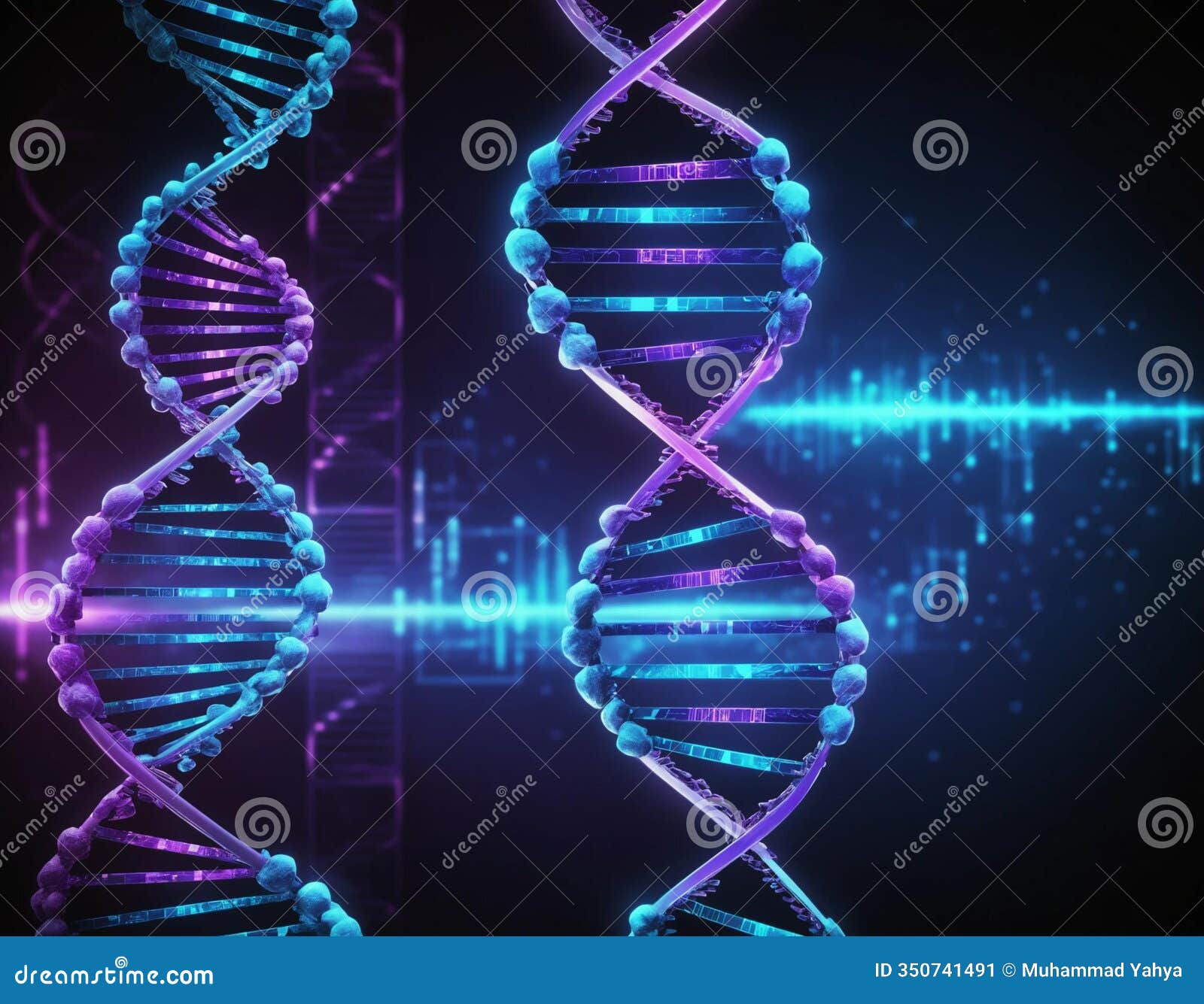 A Futuristic Representation of a DNA Double Helix Intertwined with ...
