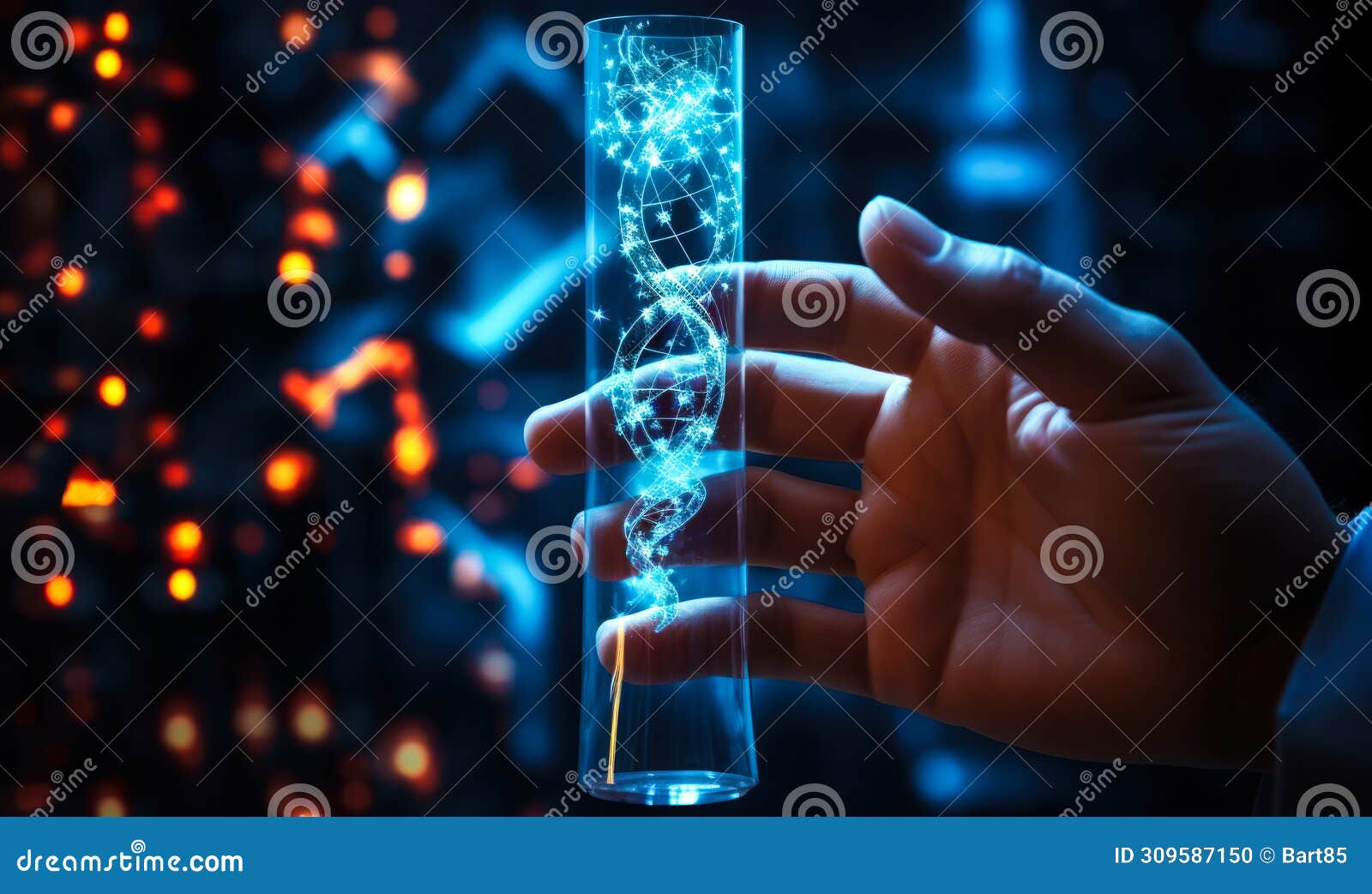 A Futuristic Representation of a Human Hand Interacting with a Glowing ...