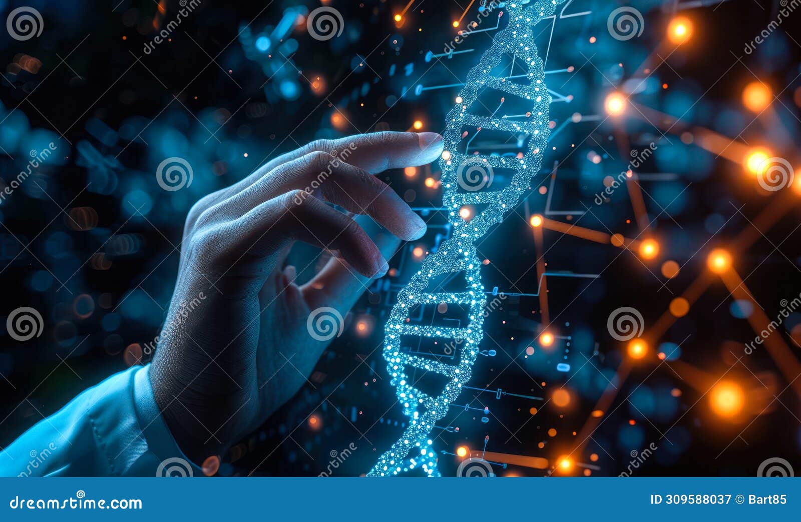 A Futuristic Representation Of A Human Hand Interacting With A Glowing ...