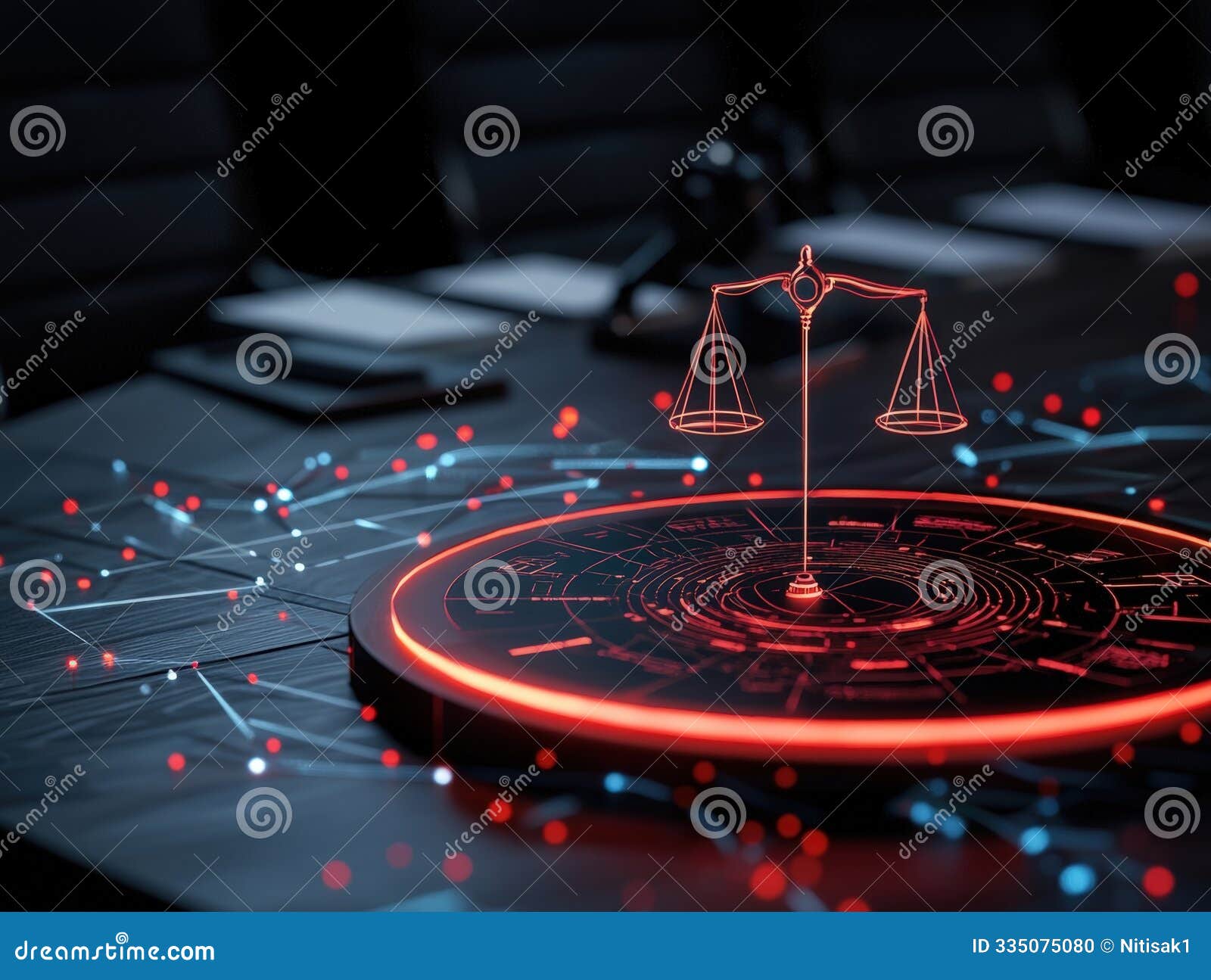 A Futuristic Representation of Justice with Digital Scales on a ...