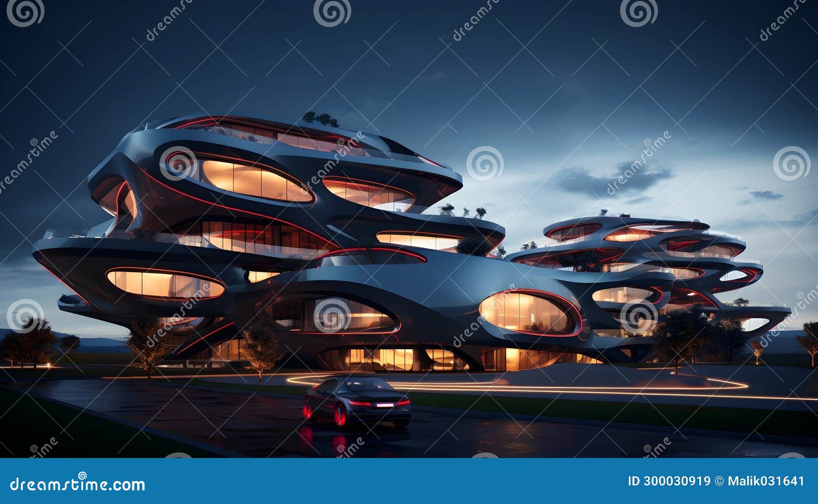 Futuristic Residential Complex with Avant-garde Design Stock ...