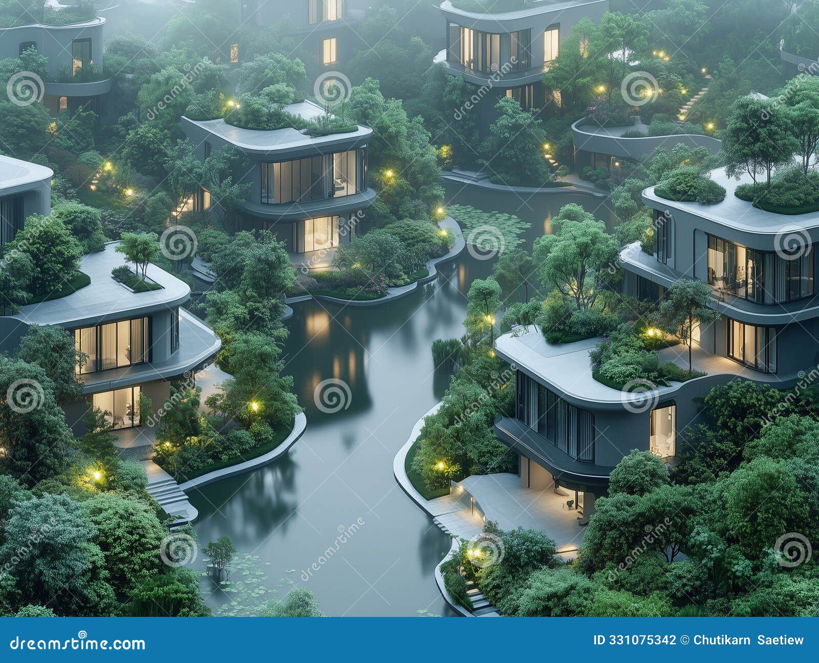 Isometric View of Futuristic Residential Eco-Community, AI Generated ...