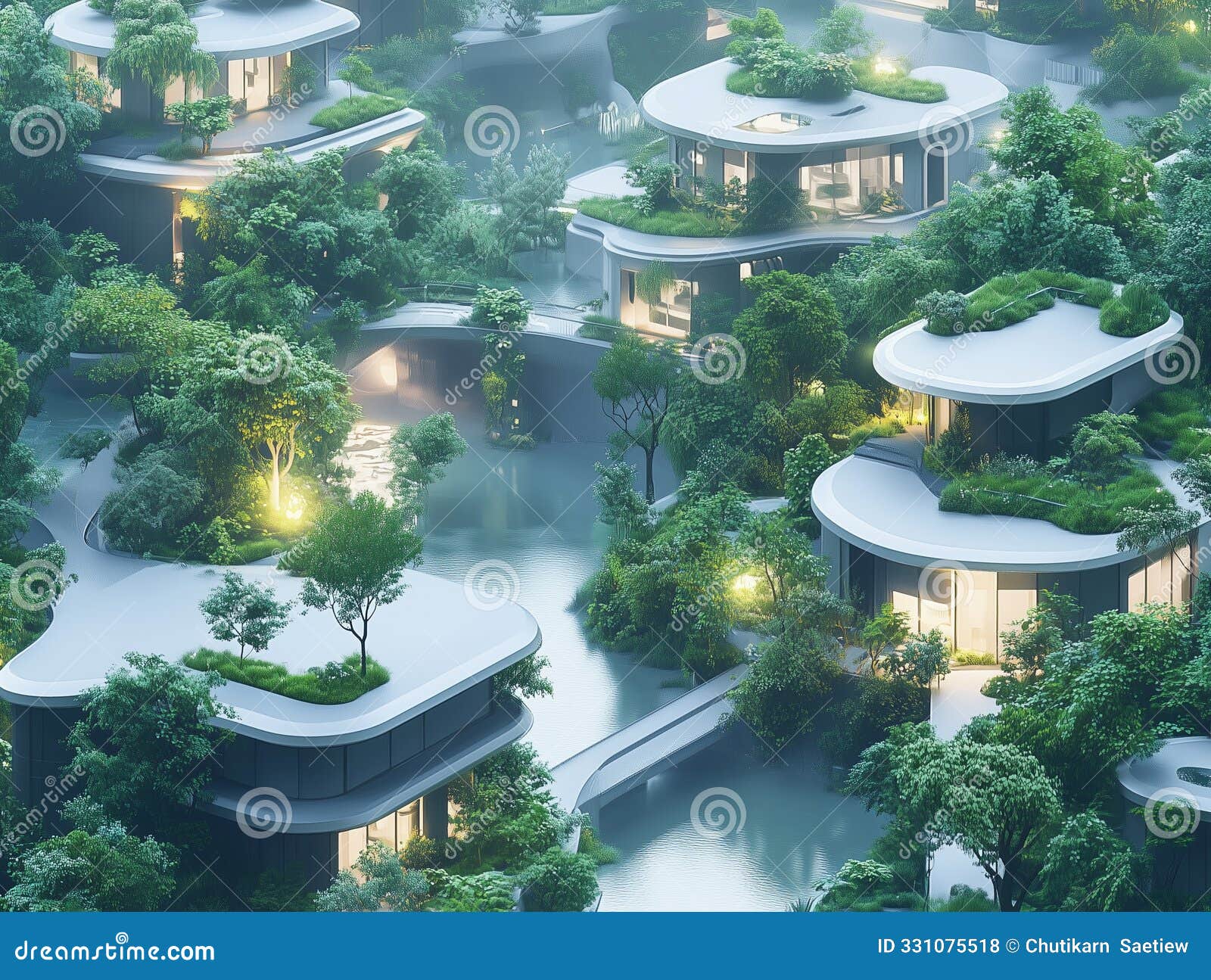 Isometric View of Futuristic Residential Eco-Community, AI Generated ...