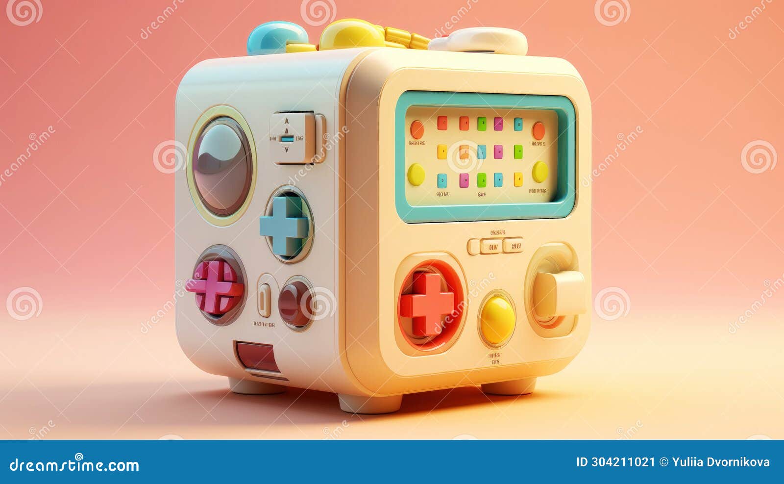 Futuristic Retro Gaming Cube Console. Future Technology Concept ...