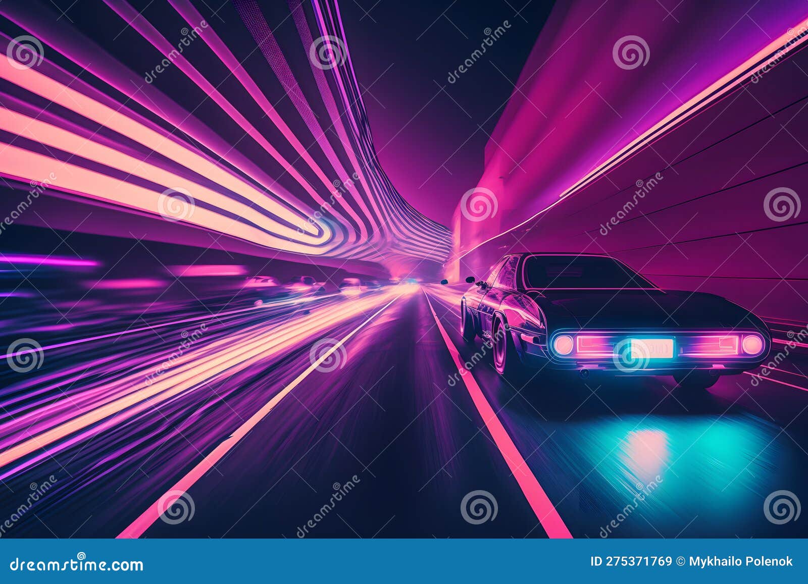 Futuristic Retro Wave Synth Wave Car. Neural Network AI Generated Stock ...
