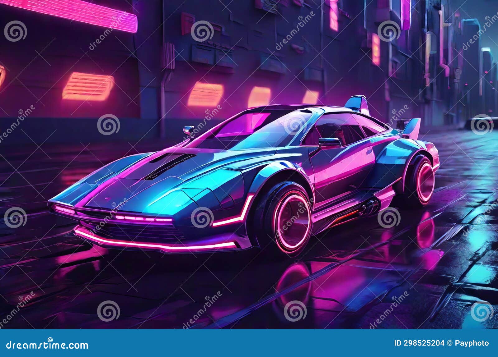 Futuristic Retro Wave Synth Wave Car: Neural Network-Powered Journey On ...