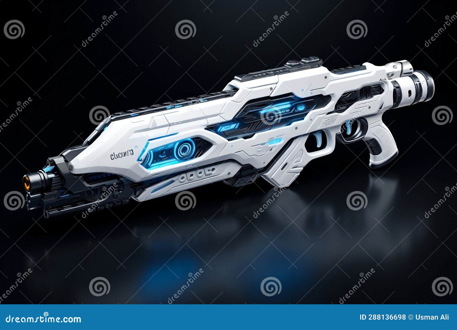 Futuristic Rifle Showcase Concept On White Background. AI Stock Photo ...