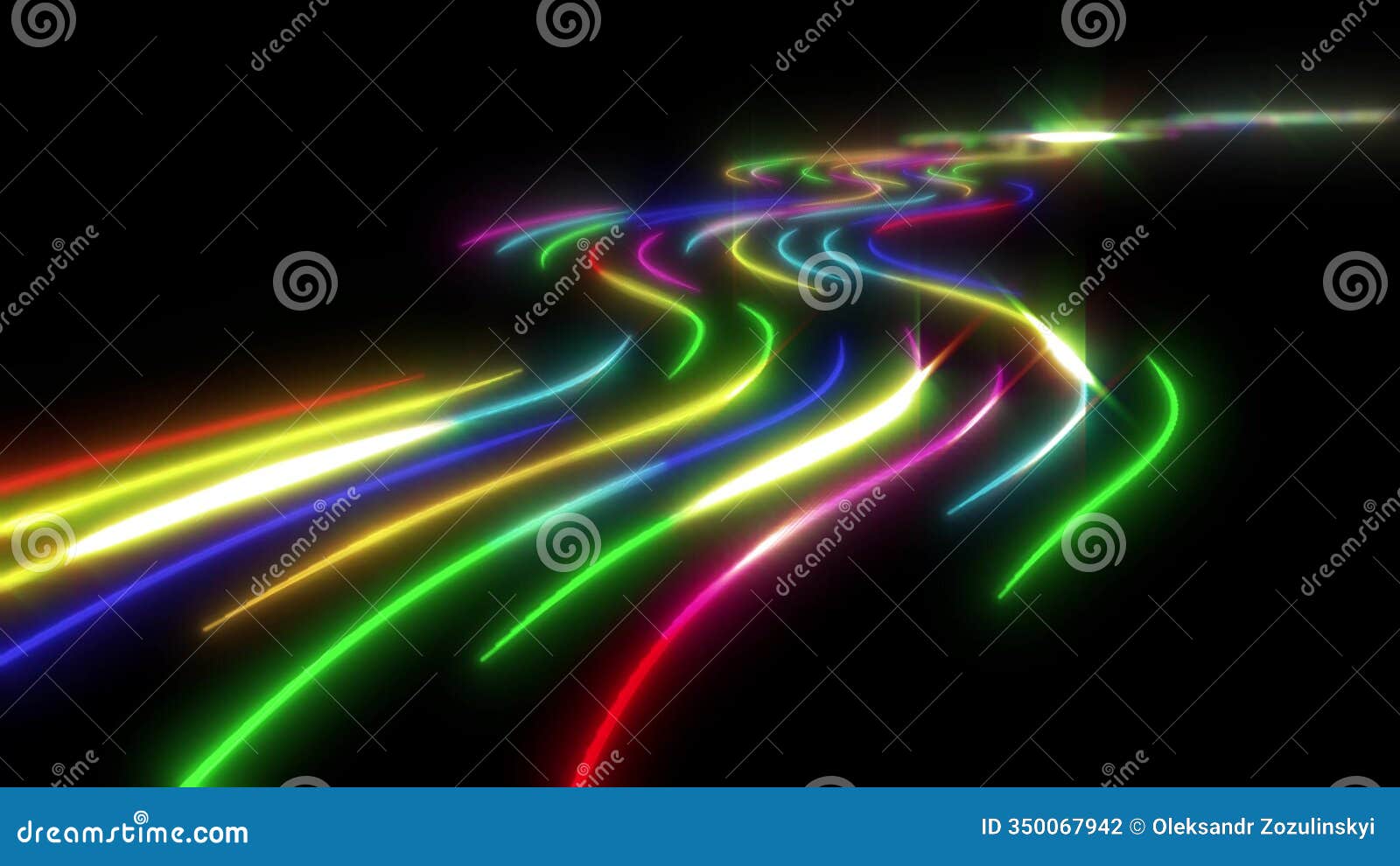 Futuristic Road Neon Curve Lines Race Track 3d Stock Illustration ...
