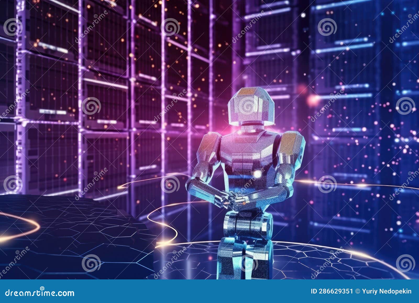 Futuristic Robot with Advanced Artificial Intelligence Capabilities is ...