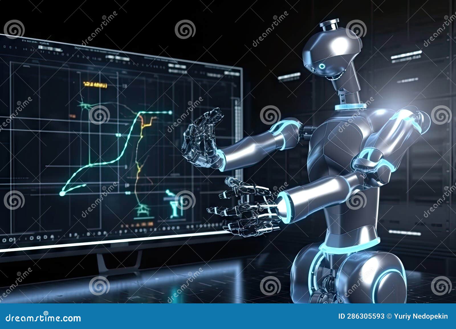 Futuristic Robot with Advanced Artificial Intelligence Capabilities is ...