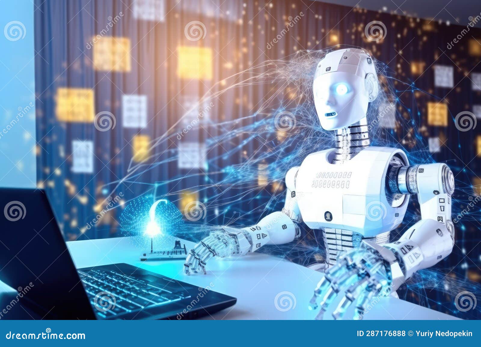 Futuristic Robot with Advanced Artificial Intelligence Capabilities is ...