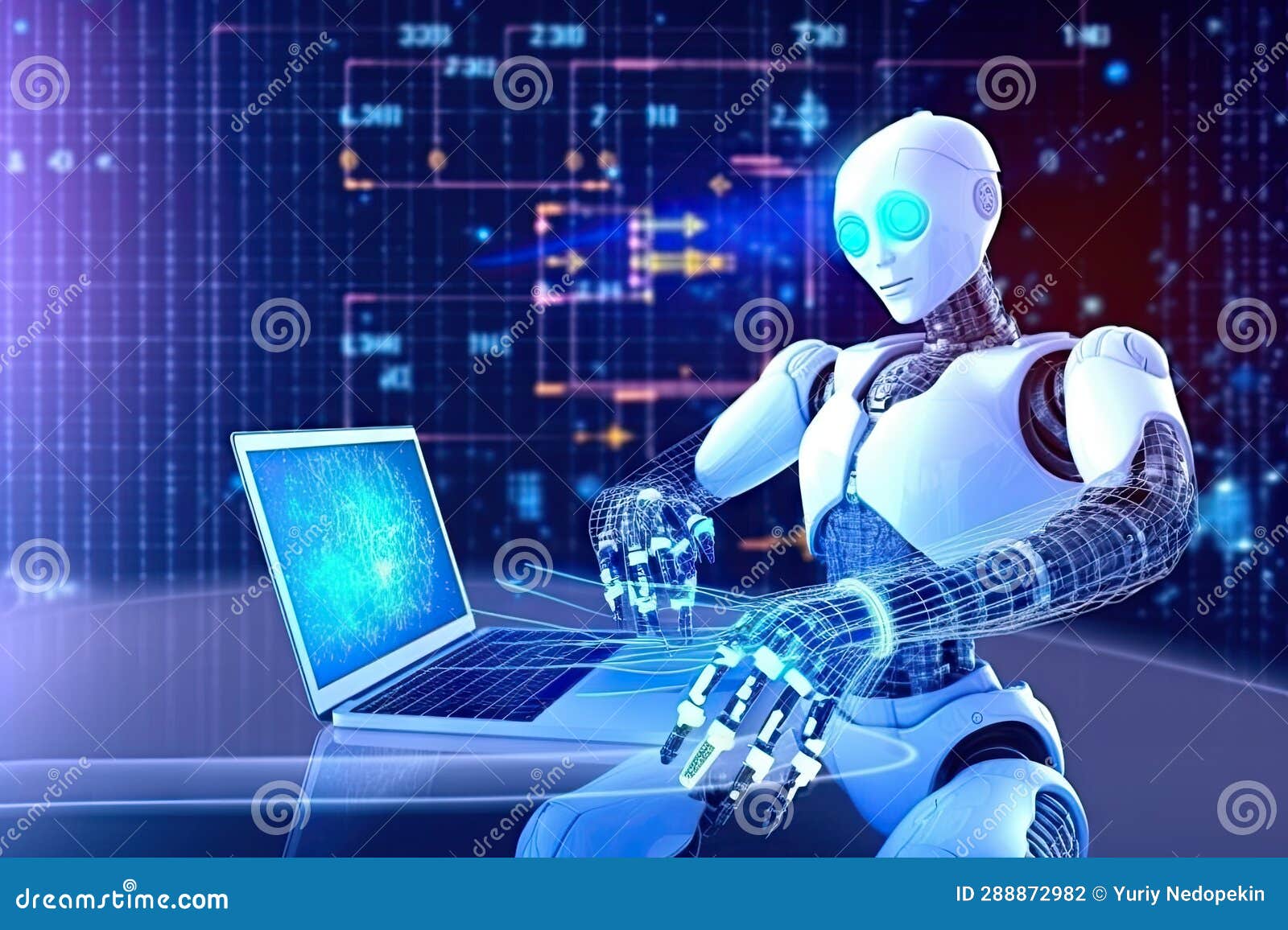 Futuristic Robot with Advanced Artificial Intelligence Capabilities is ...