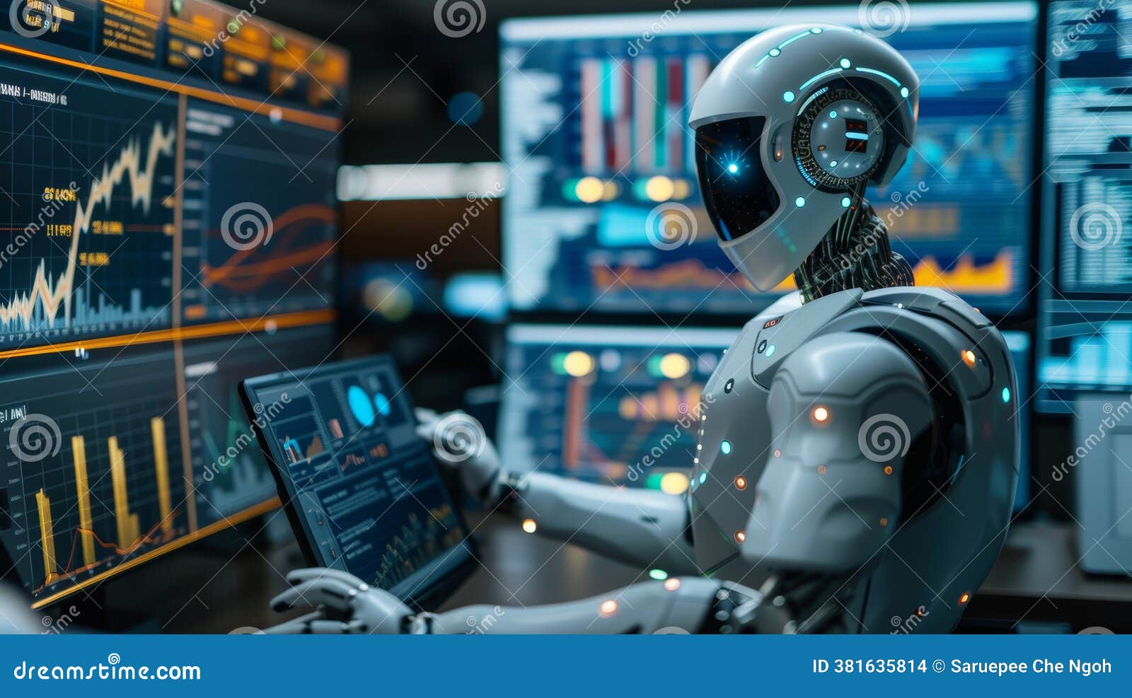 HighTech Control Room With Multiple Monitors And World Map Display For Data Analysis And ...